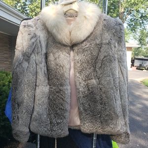 Ada | Jackets & Coats | Authentic Rabbit Fur Coat Warm Greyivory M ...